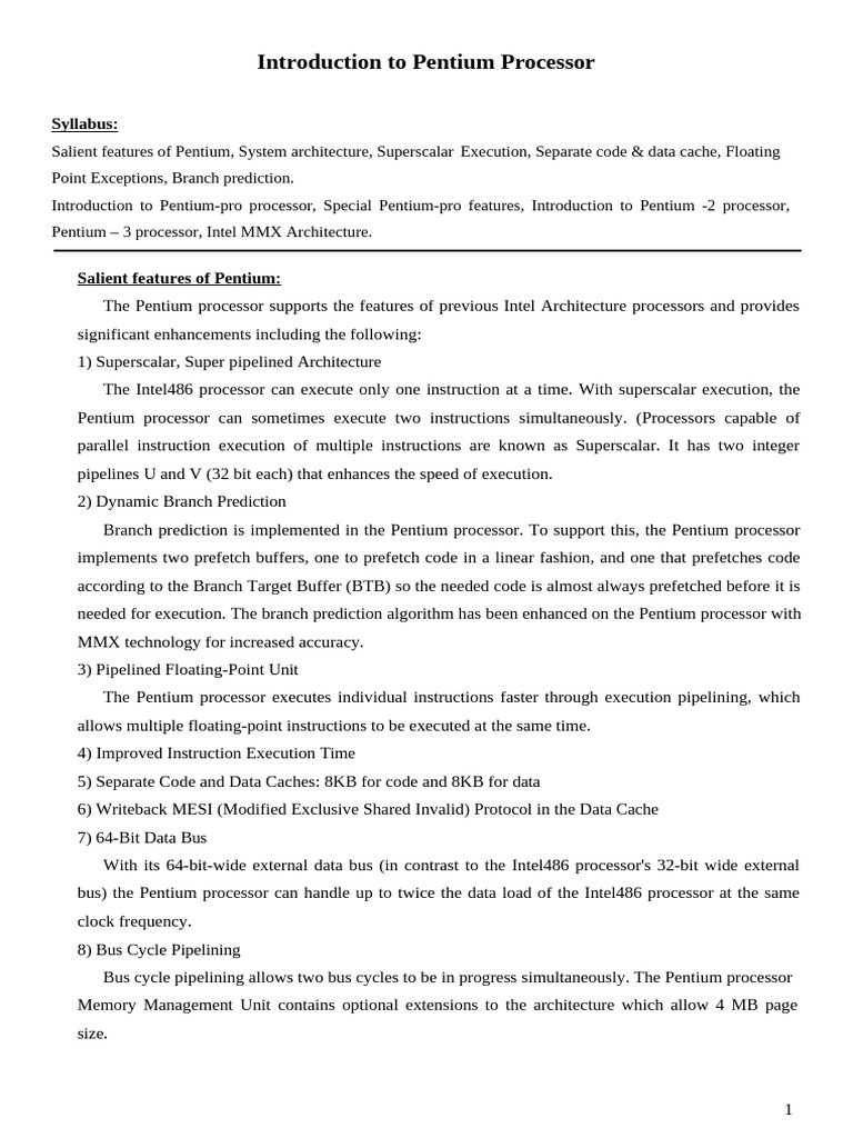 Module 5 - Introduction-to-Pentium-Processor | PDF | Central Processing Unit | Cpu Cache