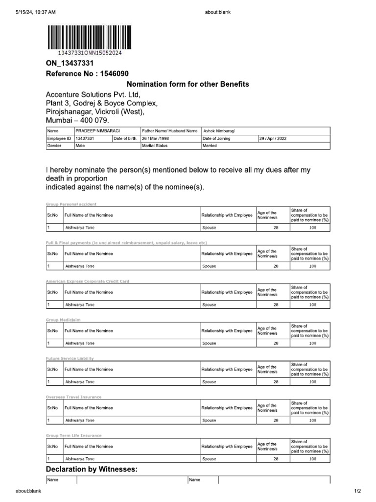 Nomination Form | PDF