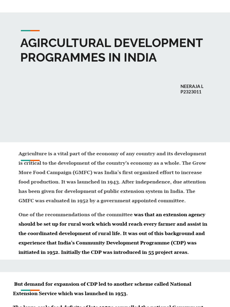 Agricultural Development Programmes in India | PDF | Agriculture ...