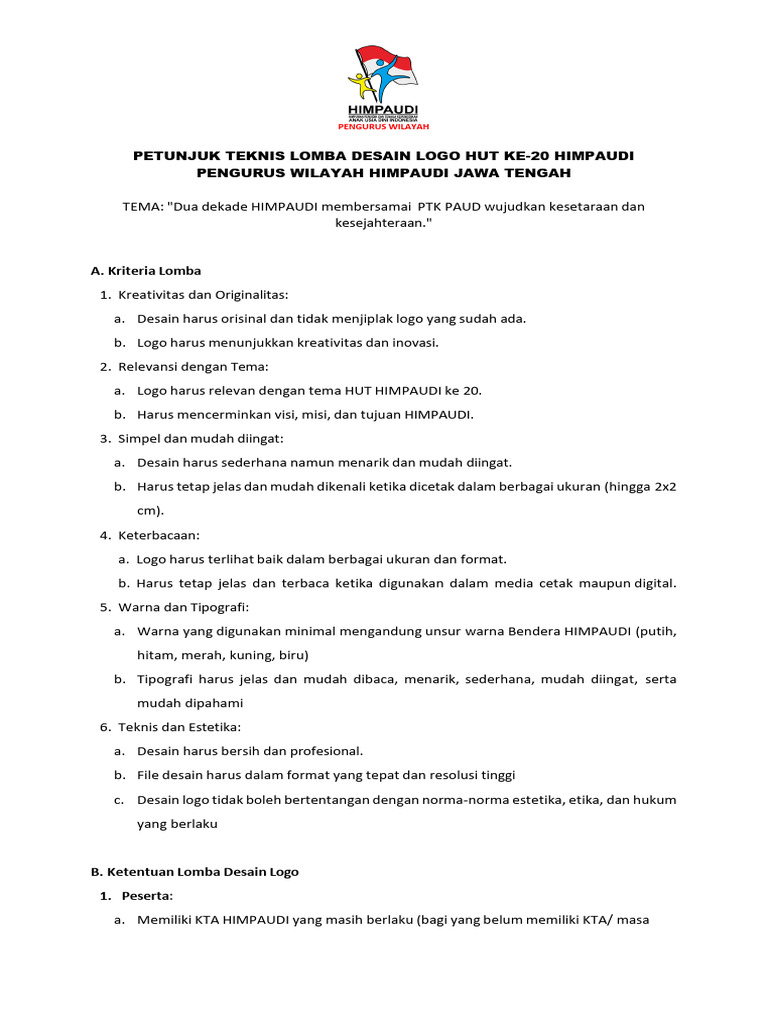Juknis Lomba Desain Logo Hut Ke-20 | PDF