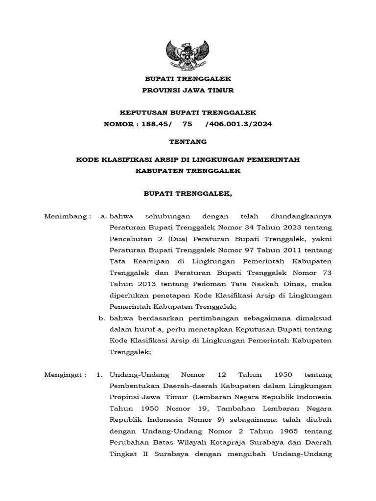 Kebup Kode Klasifikasi Arsip-1 | PDF