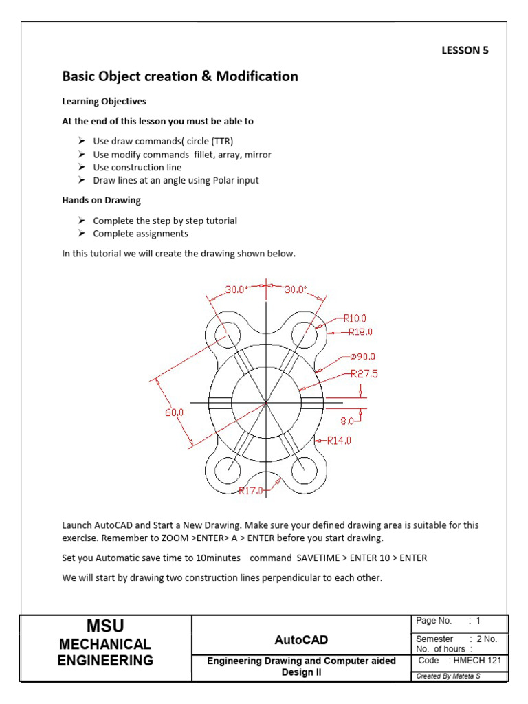 Lesson 5 Basic Object Creation and Modification | PDF | Circle