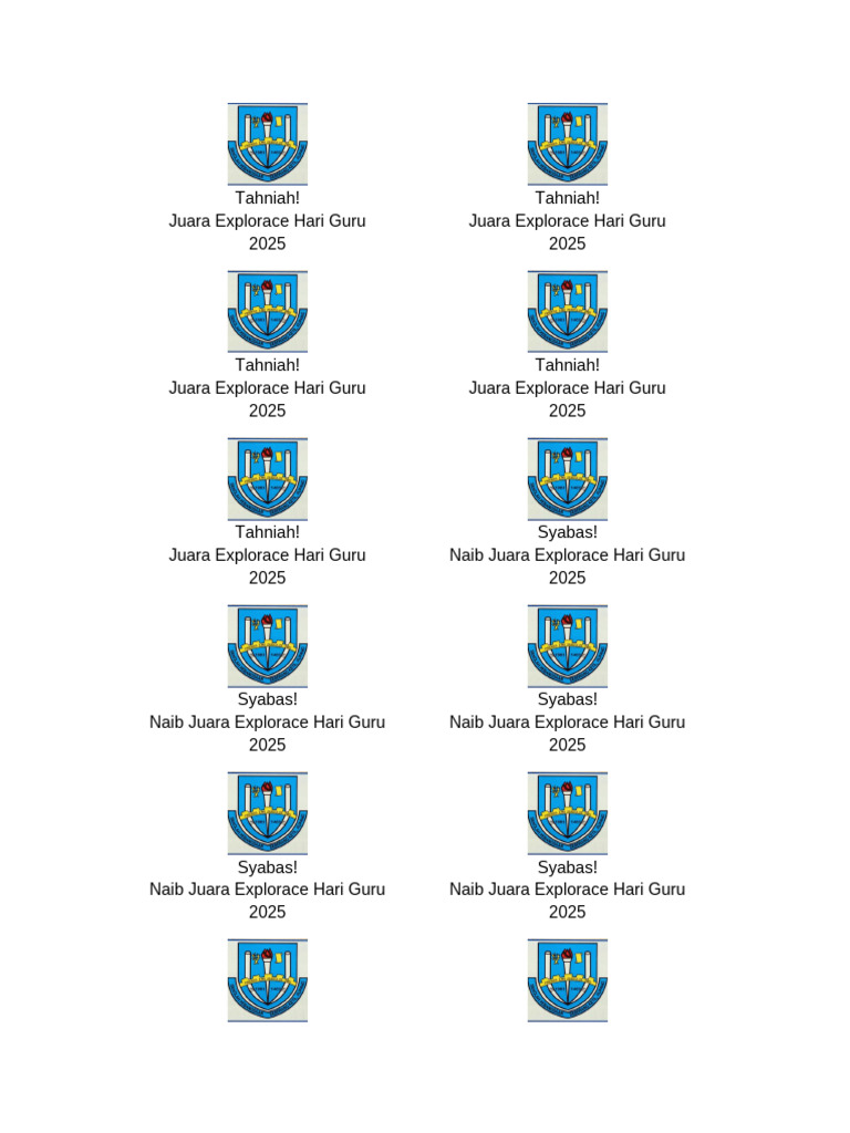 Label Hadiah Explorace Jadual Logo | PDF