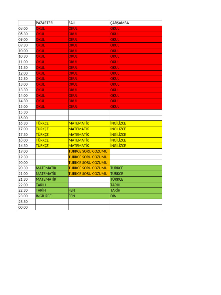 Ders Programi - Ezo | PDF