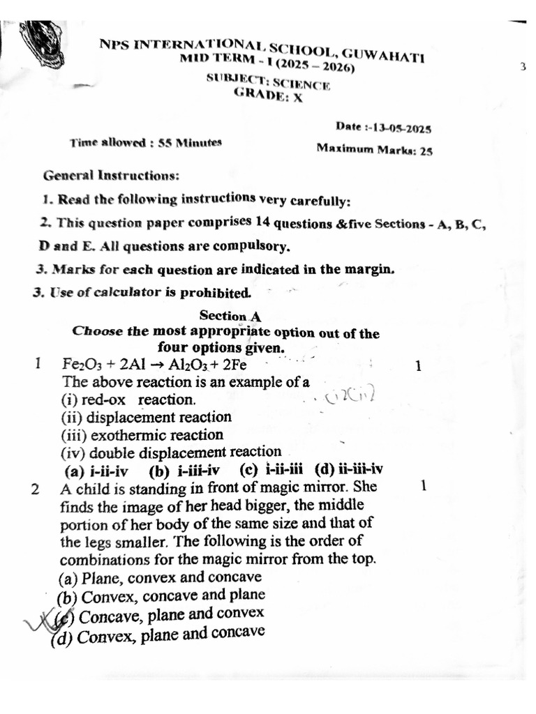 Mid Term-1 (Periodic Assessment) Class 10 | PDF