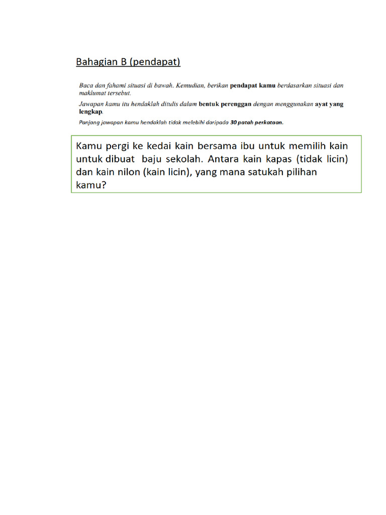 UASA BM SEK REN_contoh soalan bahagian B | PDF