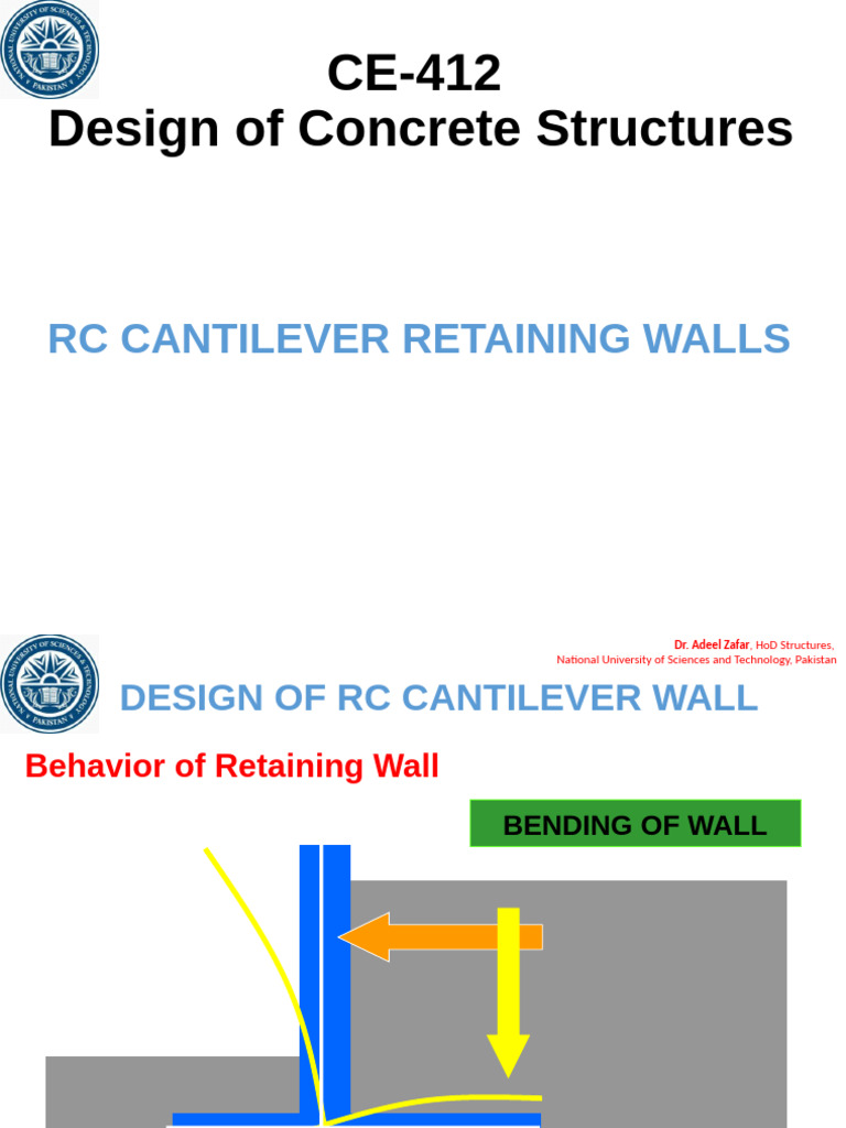 Lec 5b - RC Cantilever Retaining Wall | PDF | Wall | Beam (Structure)