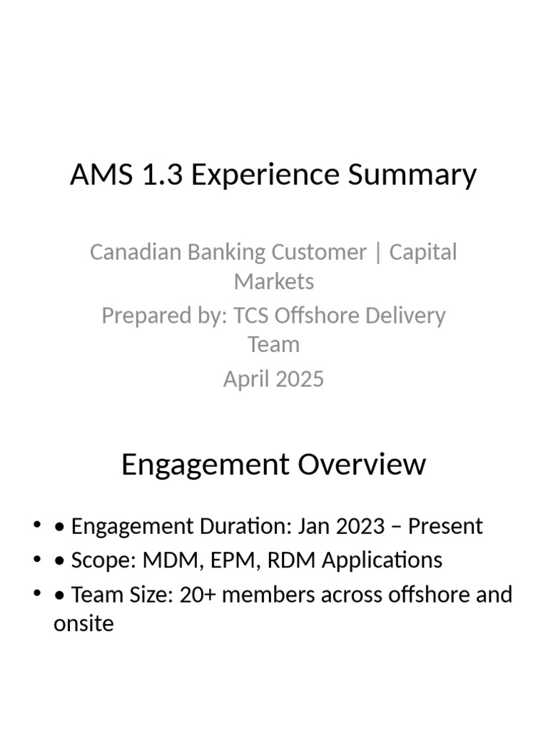 AMS 1.3 Experience Summary Sample (1) | PDF