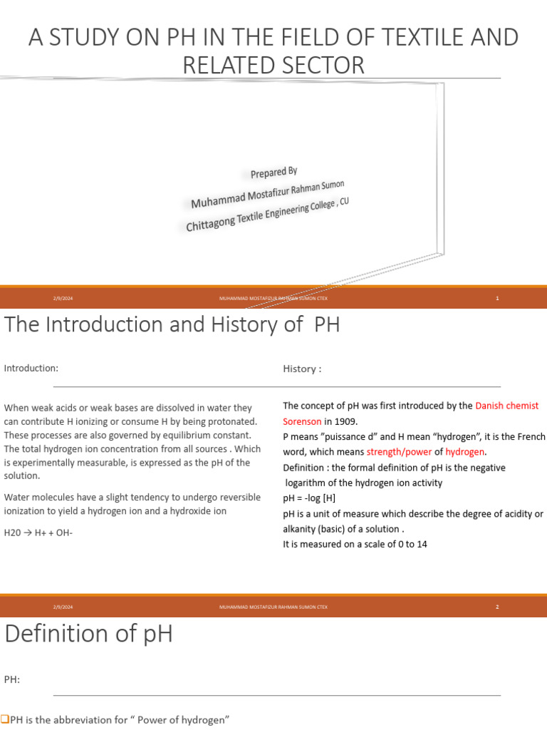 A Study On PH in The Field of | PDF | Ph | Acid
