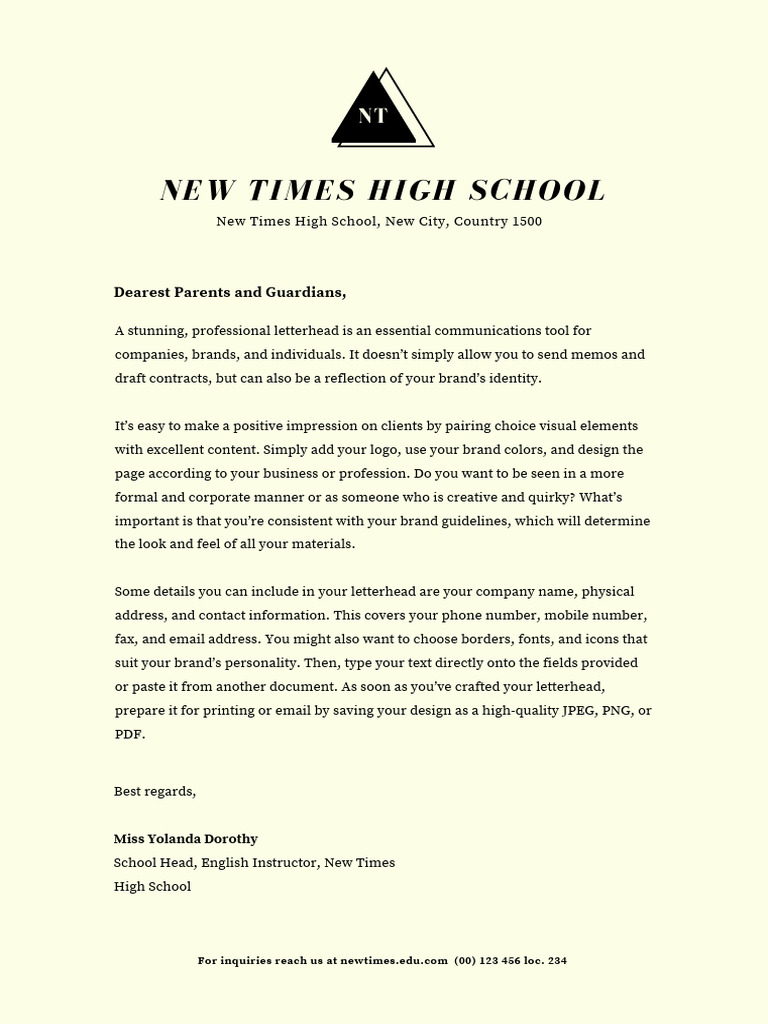 Yellow Welcome Letter To Students School Letters - 20250517 - 181419 ...