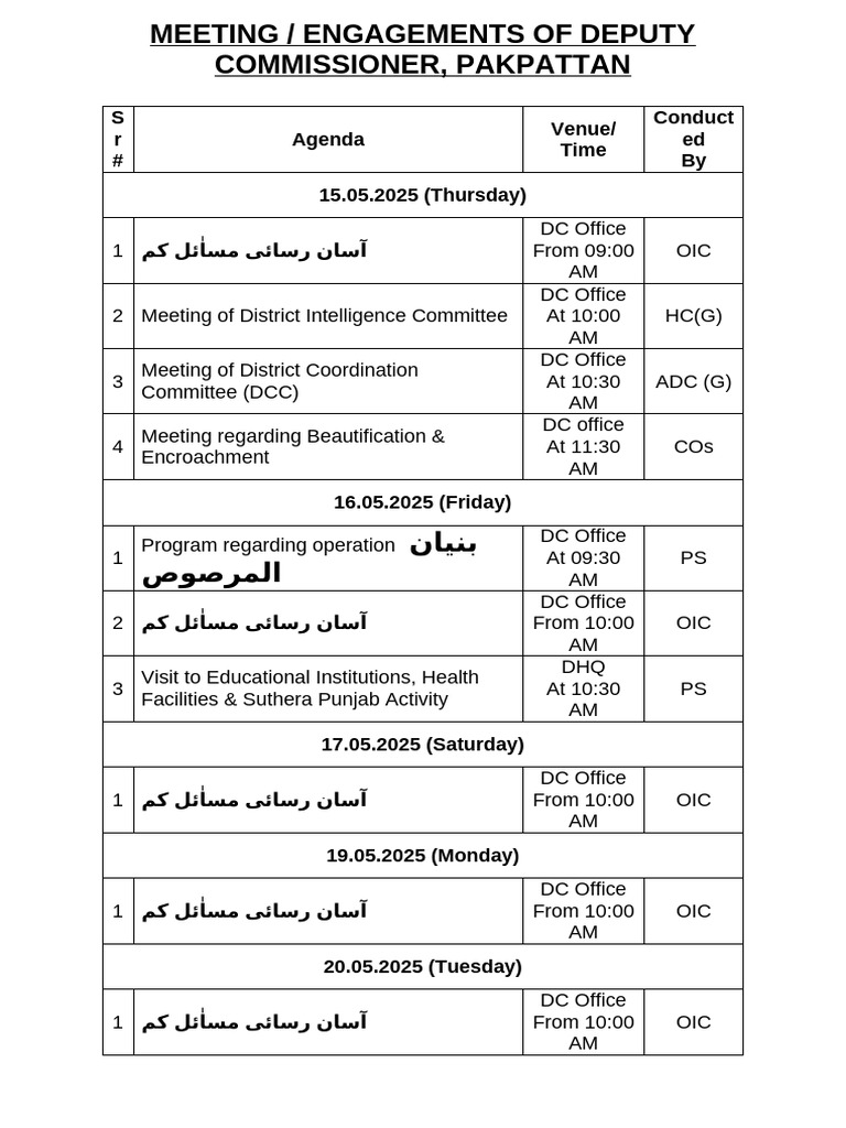 DC SB Meetings Schedule | PDF
