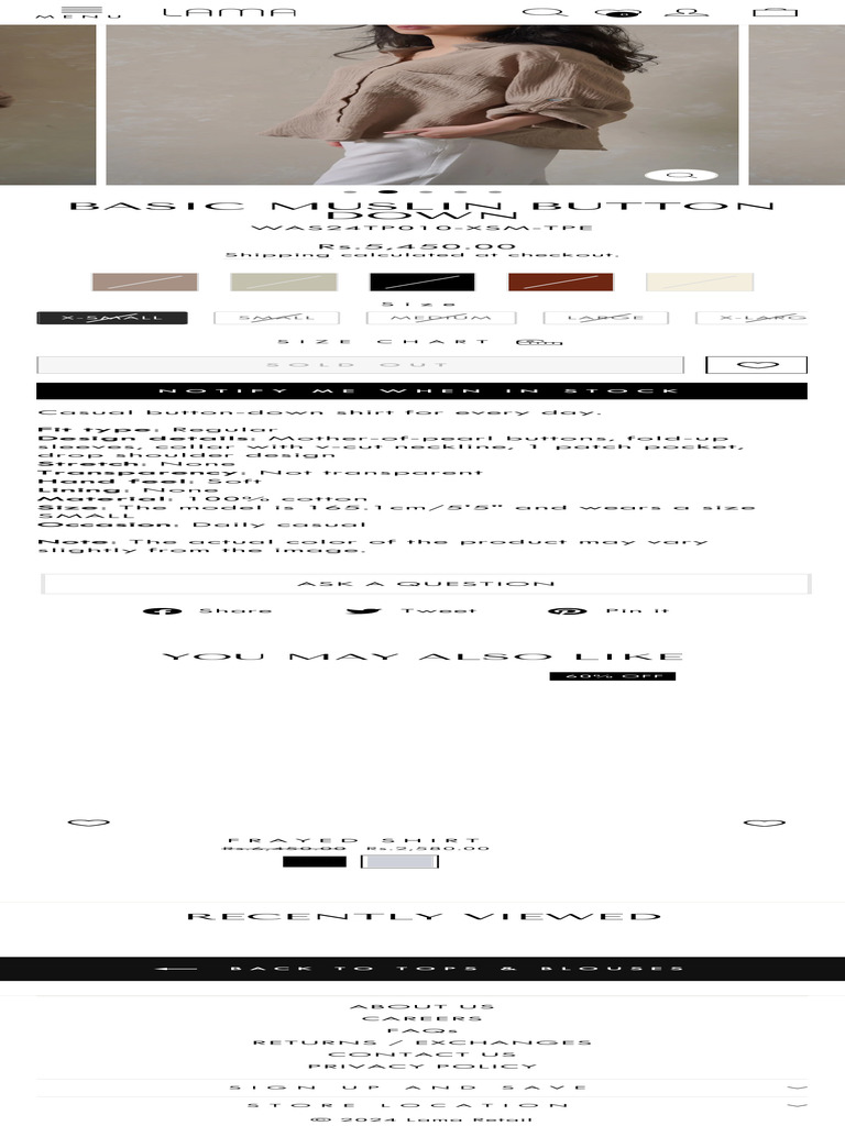 Discover Comfort in Our Basic Muslin Button Down LAMA Retail - Lama Retail | PDF