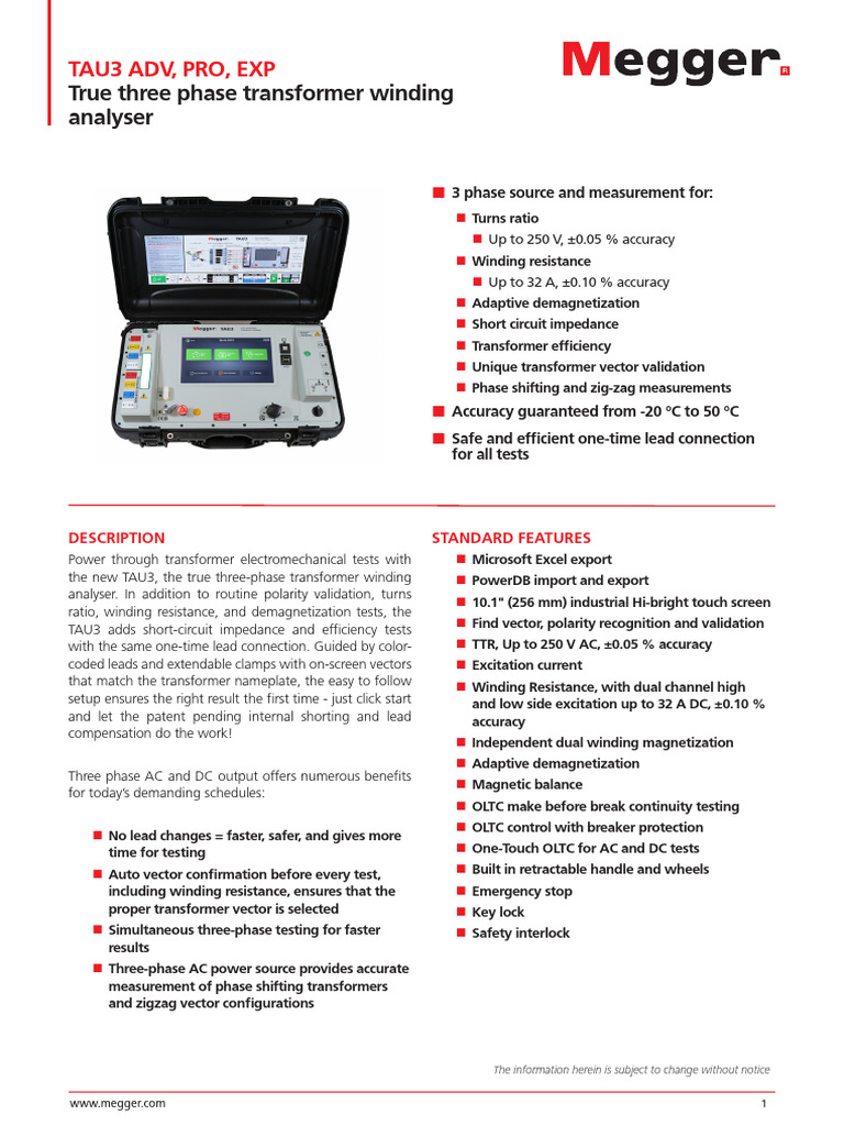 TAU3: Advanced Transformer Testing Tool | PDF | Transformer ...