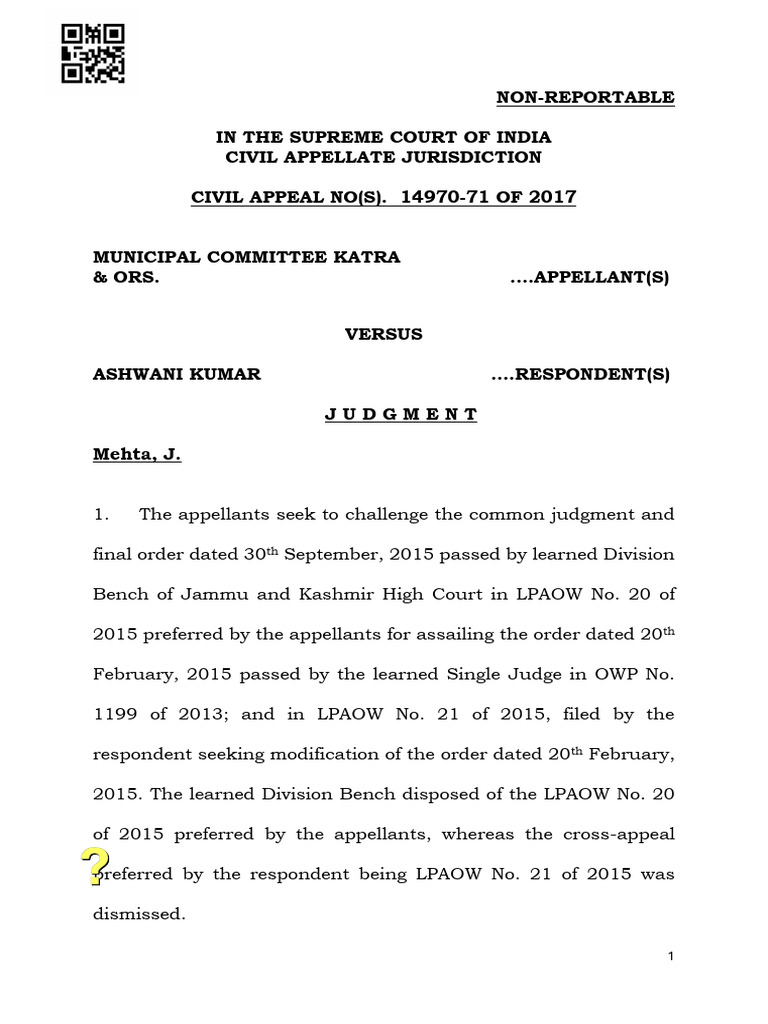 Municipal Committee V Ashwani Kumar | PDF | Appeal | Lawsuit
