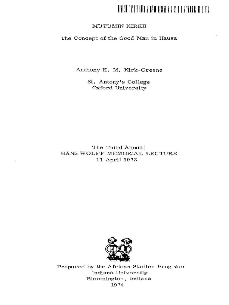 Kirk-Greene - Mutumin Kirki | PDF | Patience | Etiquette