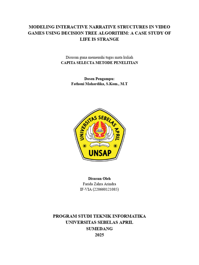 Modeling Interactive Narrative Structures in Video Games Using Decision Tree Algorhitm: A Case ...