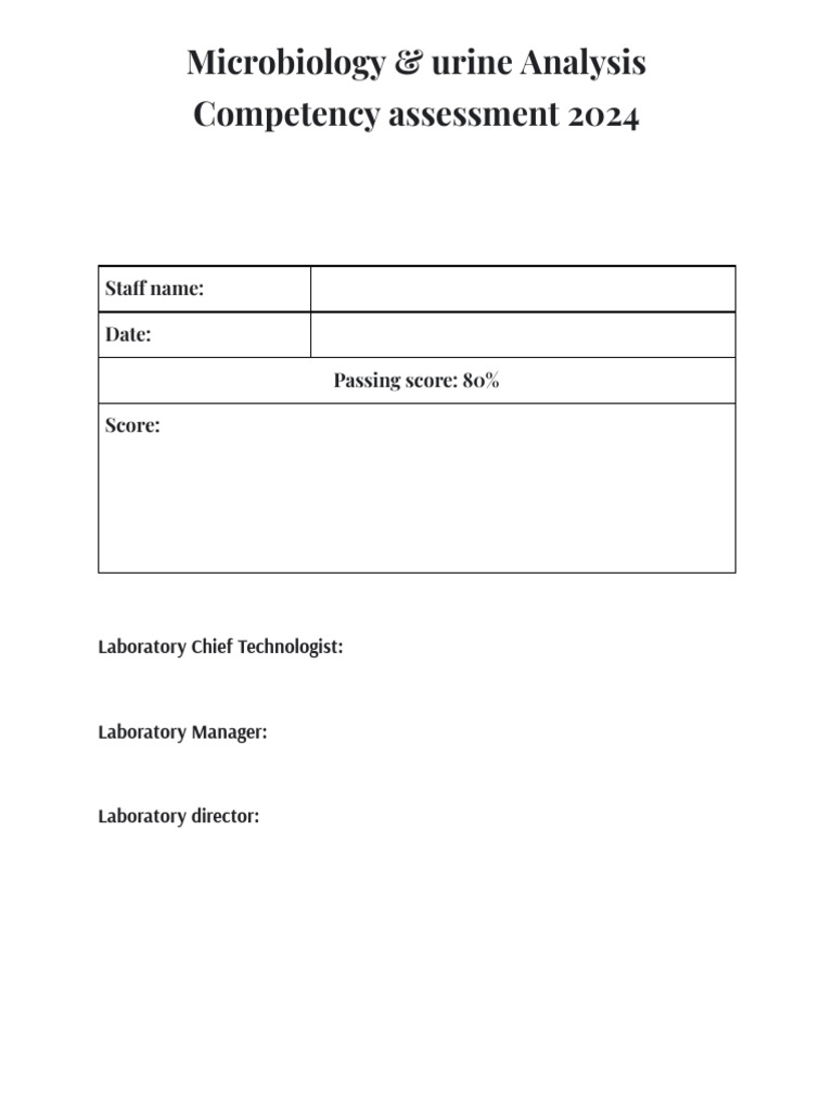 Microbiology & urine Analysis Competency assessment 2024 (1) | PDF