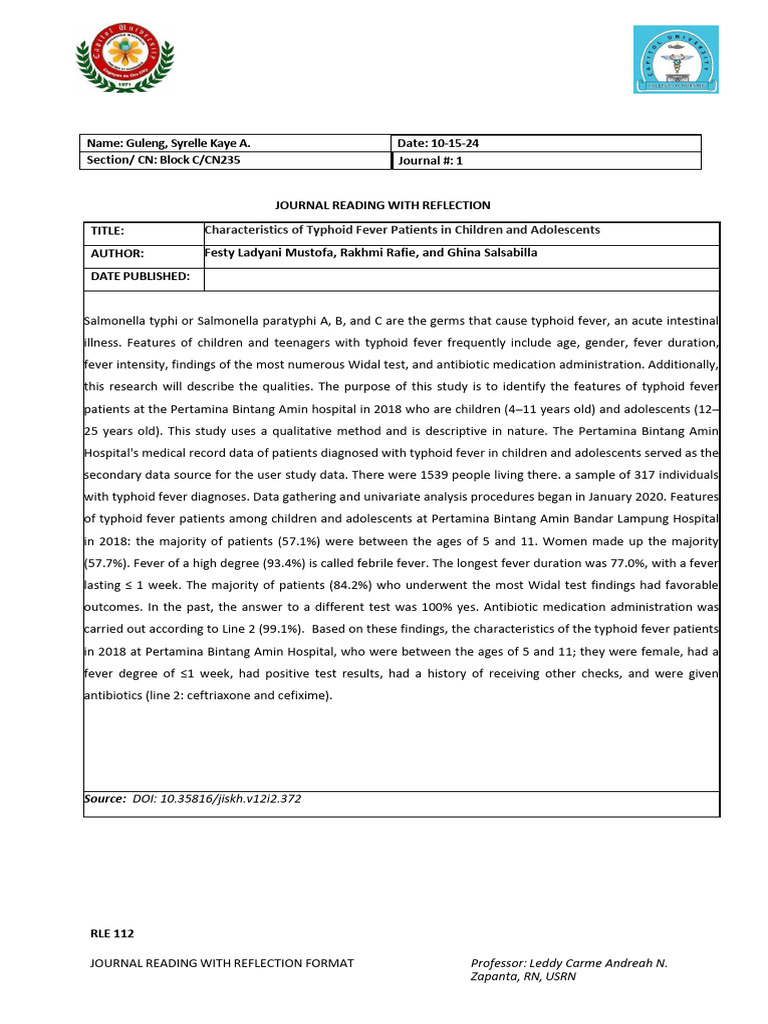 Final Guleng - Journal-And-Reflection-Format-Rle | PDF | Antimicrobial ...