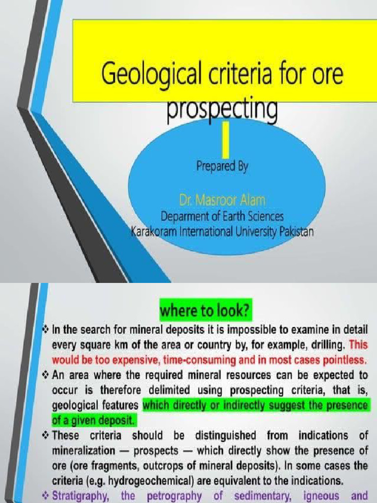 Geological Criteria For Prospecting | PDF
