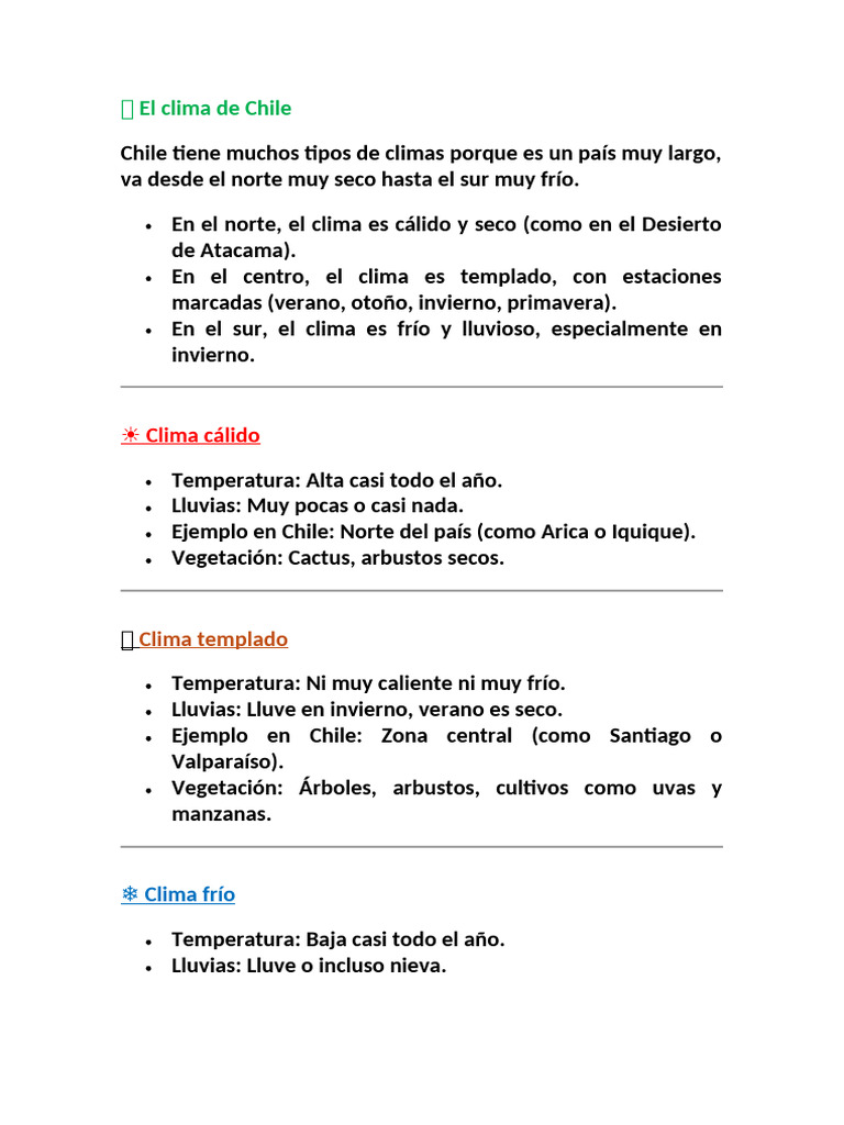 ? El Clima de Chile | PDF | Clima templado | Clima