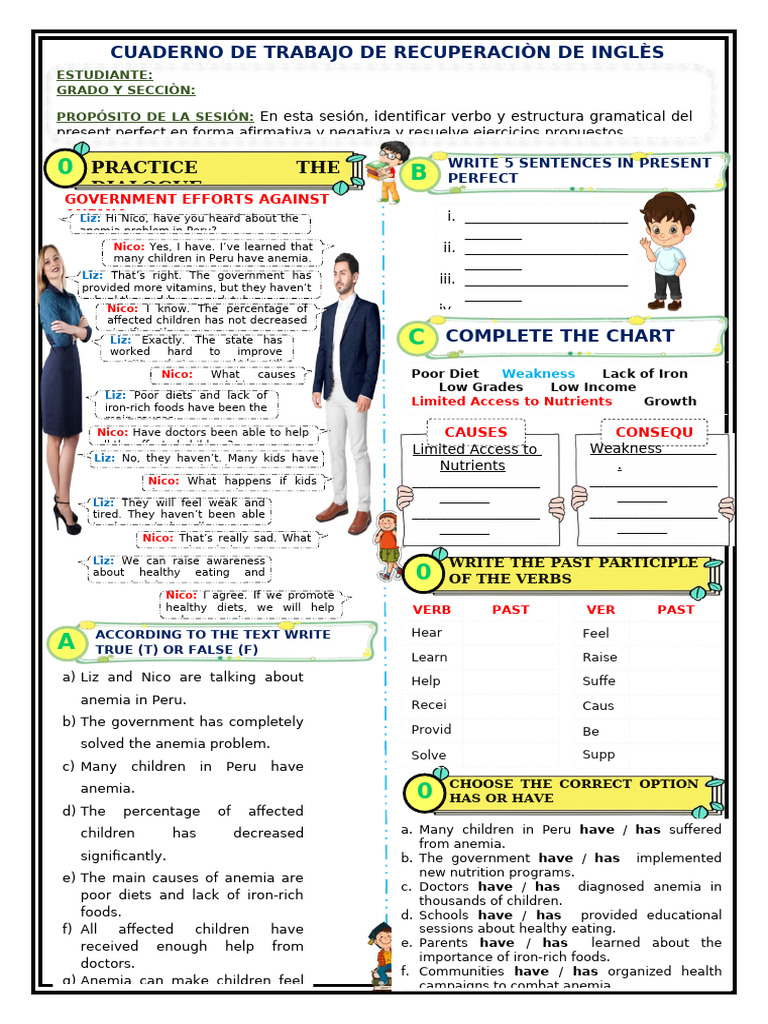 Ficha 04 - Sem 02 - Jec - A1 - Present Perfect Aff and Negative Form | PDF | Perfect (Grammar ...