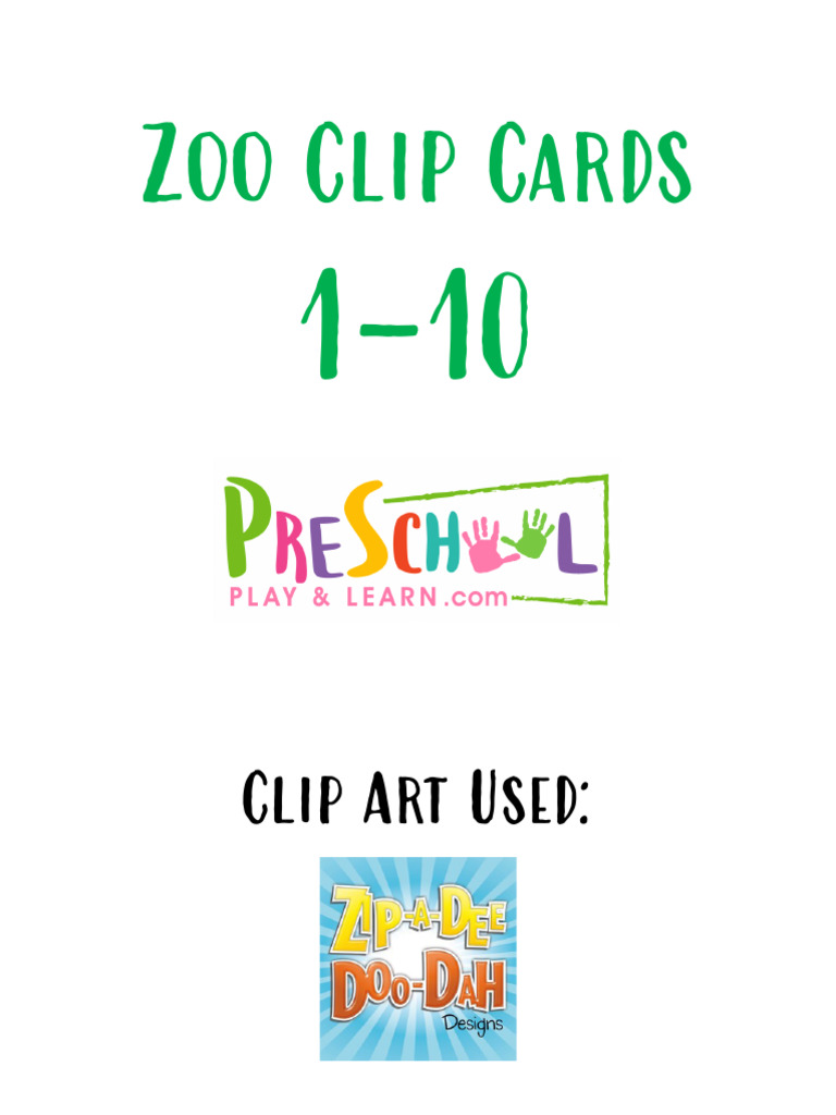 Zoo Clip Cards - Preschool Play and Learn | PDF