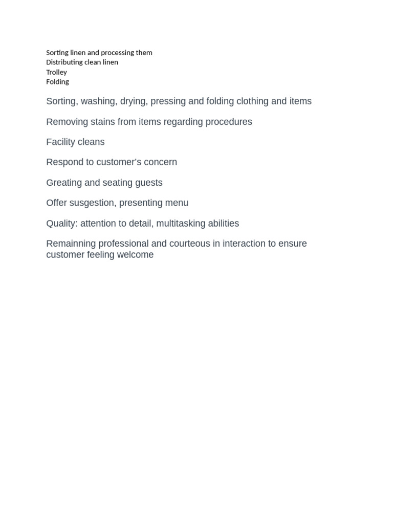 Sorting Linen and Processing Them | PDF
