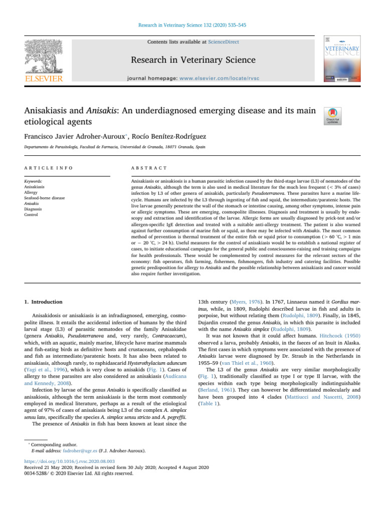 Anisakis Adroher Benitez | PDF | Allergy | Medical Specialties
