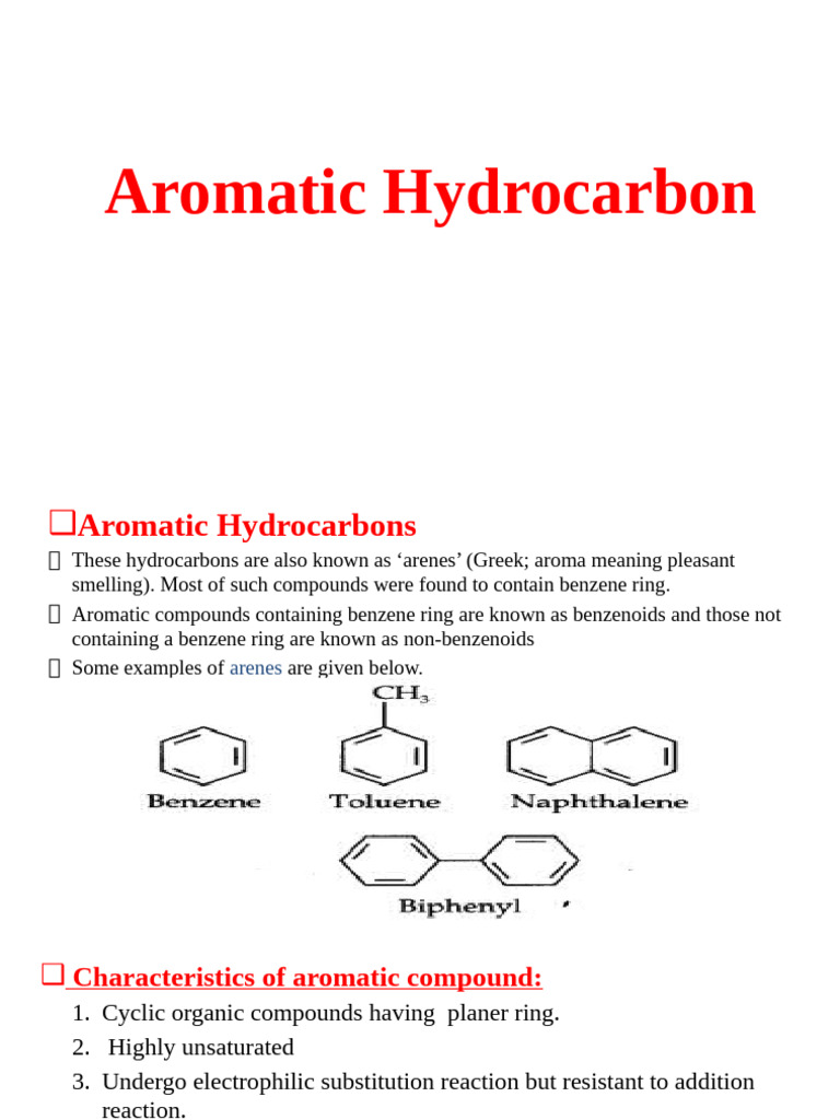 Aromatic Hydrocarbon | PDF | Aromaticity | Benzene
