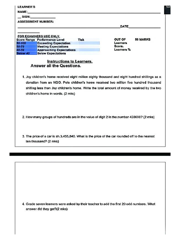 Grade 7 Math Exam Practice | PDF