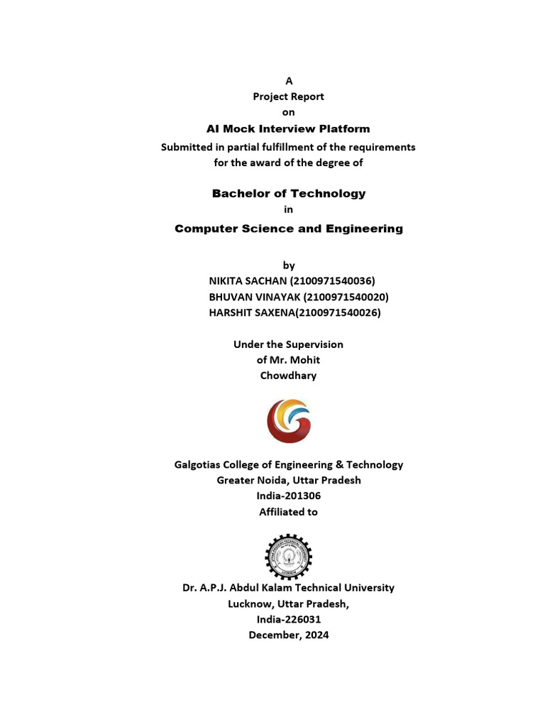 Major Project of Ai Mock REPORT | PDF | Artificial Intelligence ...