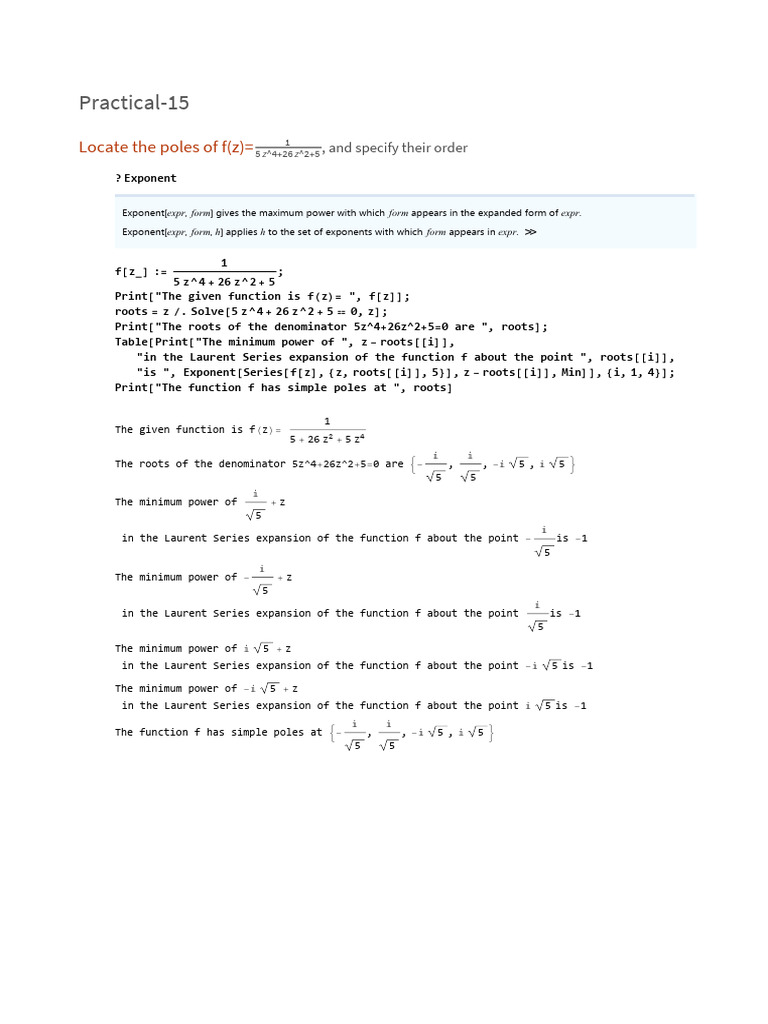 Practical-15 Complex LOCF | PDF | Mathematical Relations | Mathematical Analysis