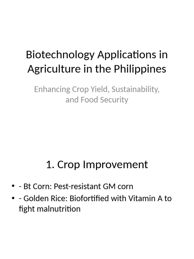 Biotechnology Agriculture Philippines | PDF