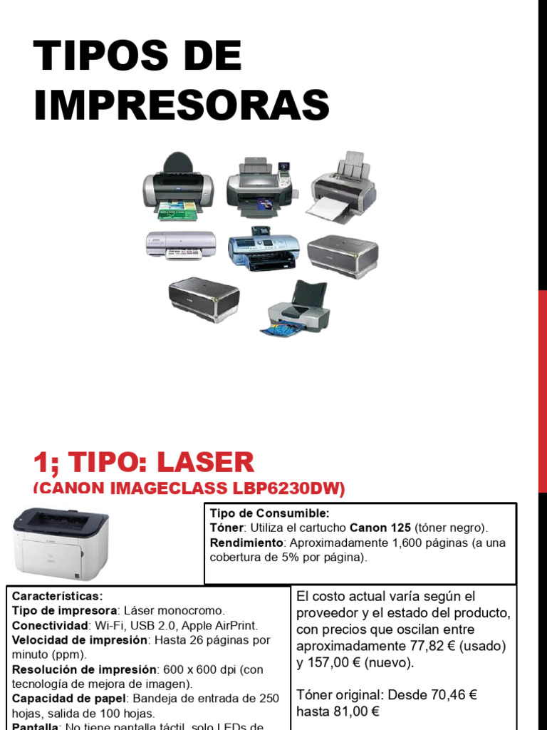Tipos de Impresoras | PDF | Impresora (Computación)