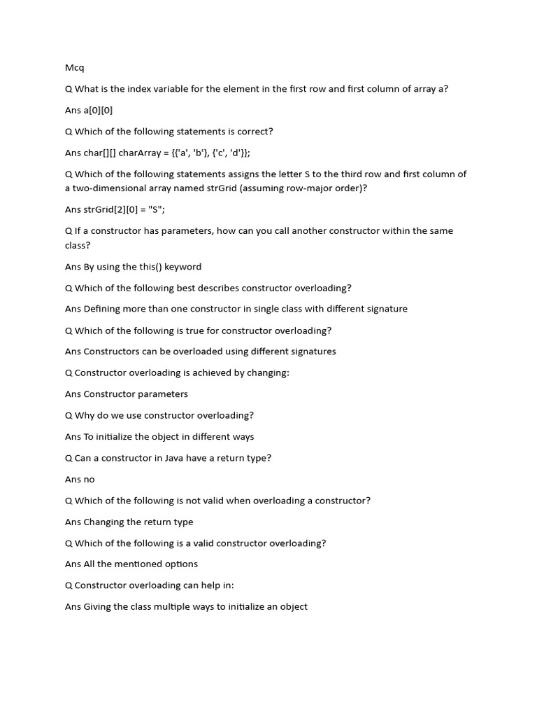 MCQ | PDF | Inheritance (Object Oriented Programming) | Method (Computer Programming)