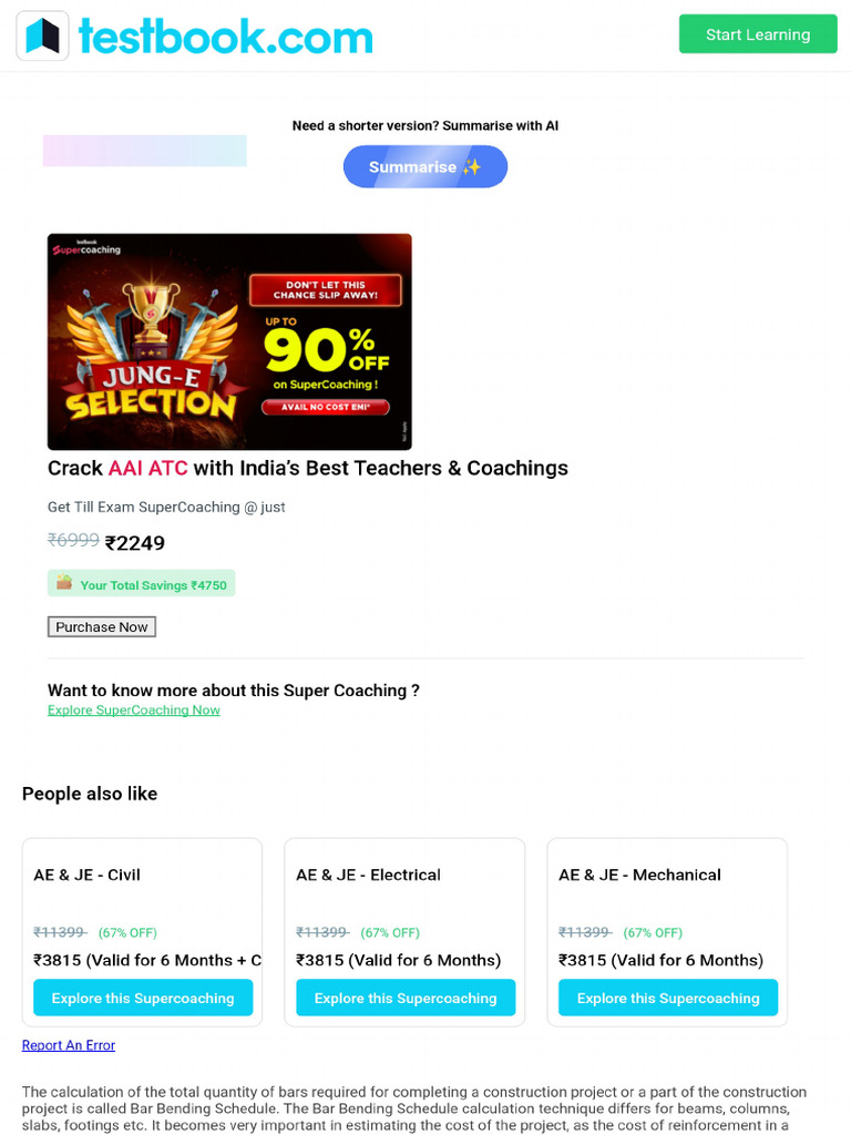 Bar Bending Schedule For Beams (BBS) - Know Types, Simple, Detailed & Continuous Beams | PDF