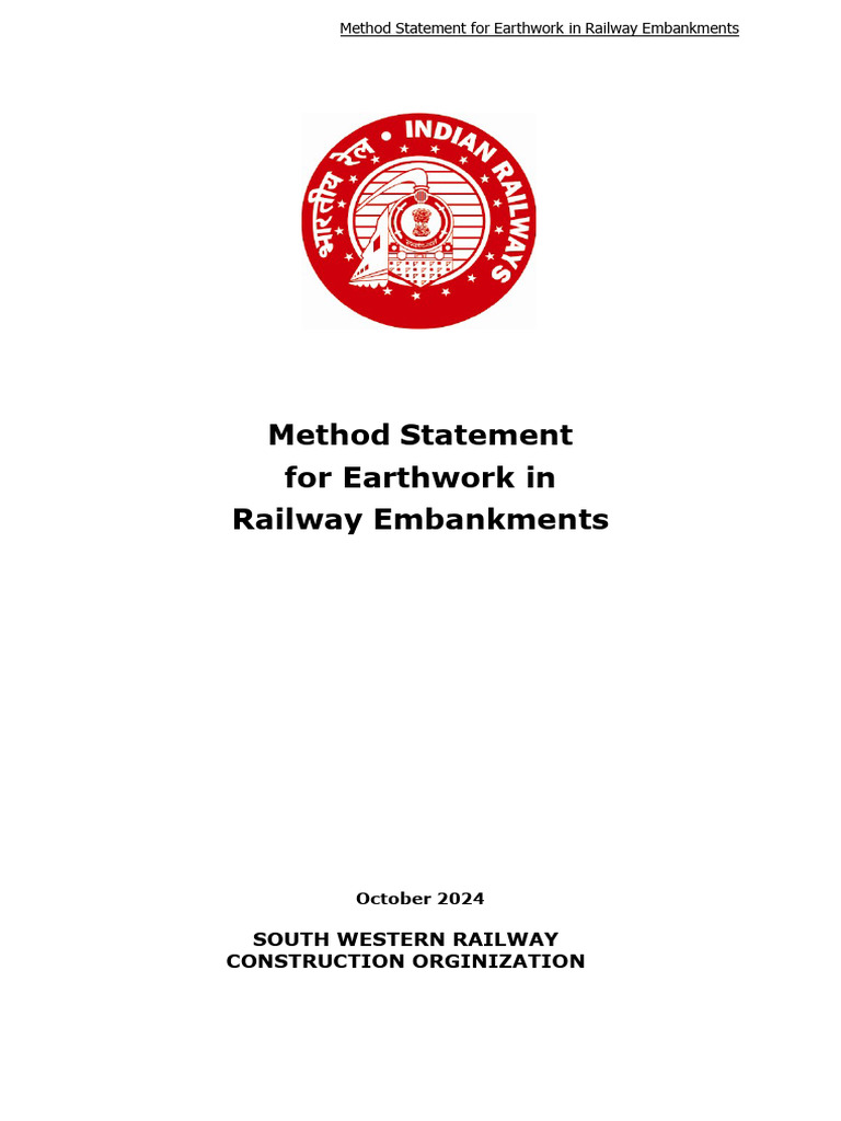 Method Statement - Earthwork in Bank South Western Railway | PDF | Soil | Specification ...