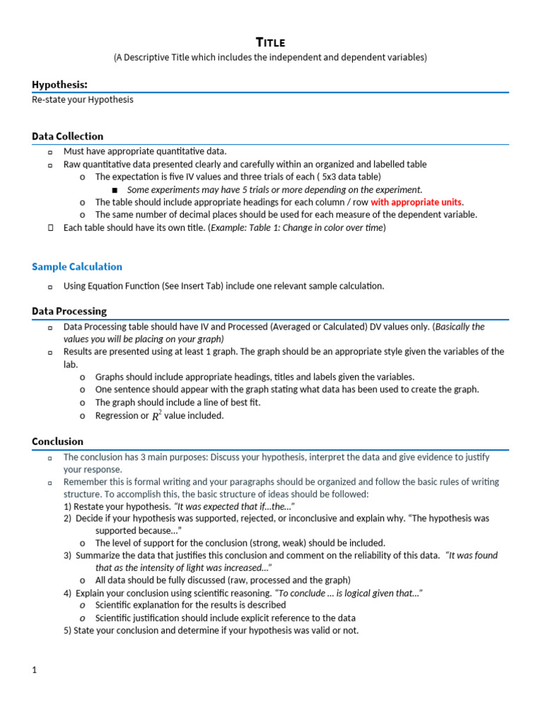 Criteria C Lab Report Template | PDF | Data | Methodology