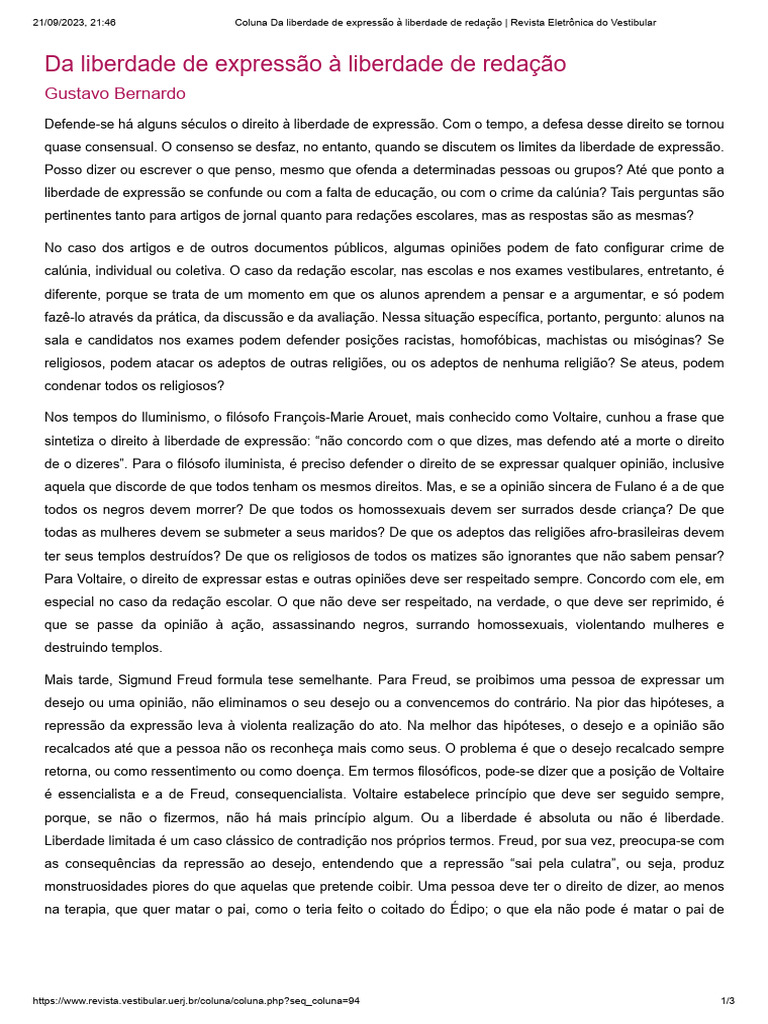 Coluna Da Liberdade de Expressão À Liberdade de Redação - Revista ...