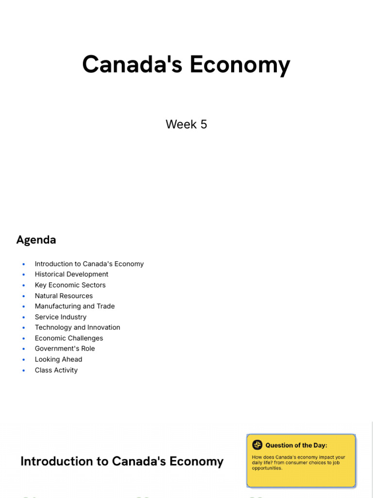Canadas Economy - Week 5 | PDF