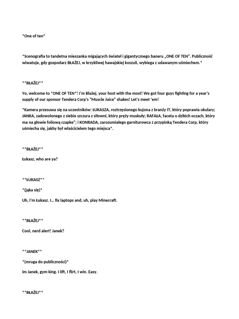 Scenariusz Banger Pdf