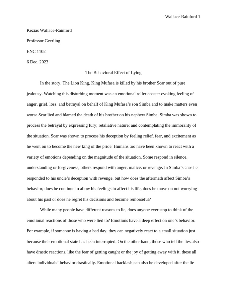 The Behavioral Effectof Lying | PDF | Lie | Deception