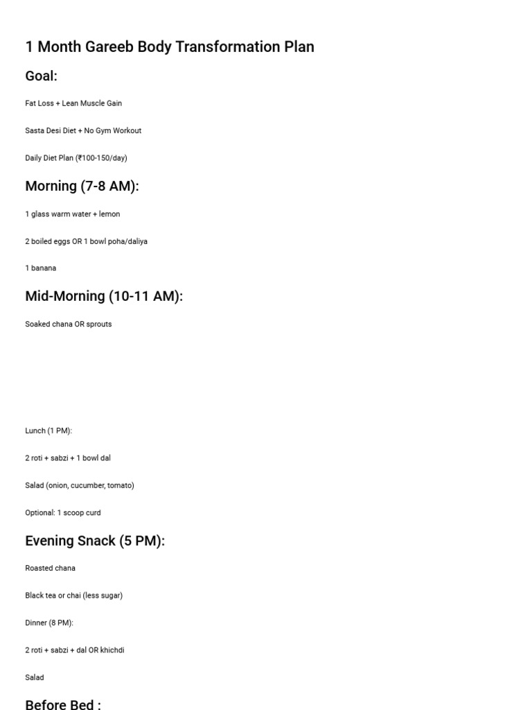 Body Transformation Plan | PDF
