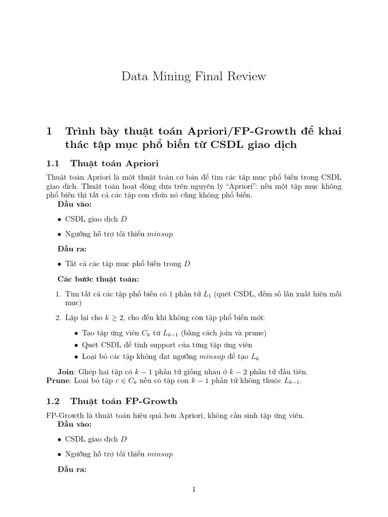 Data Mining Final Review | PDF