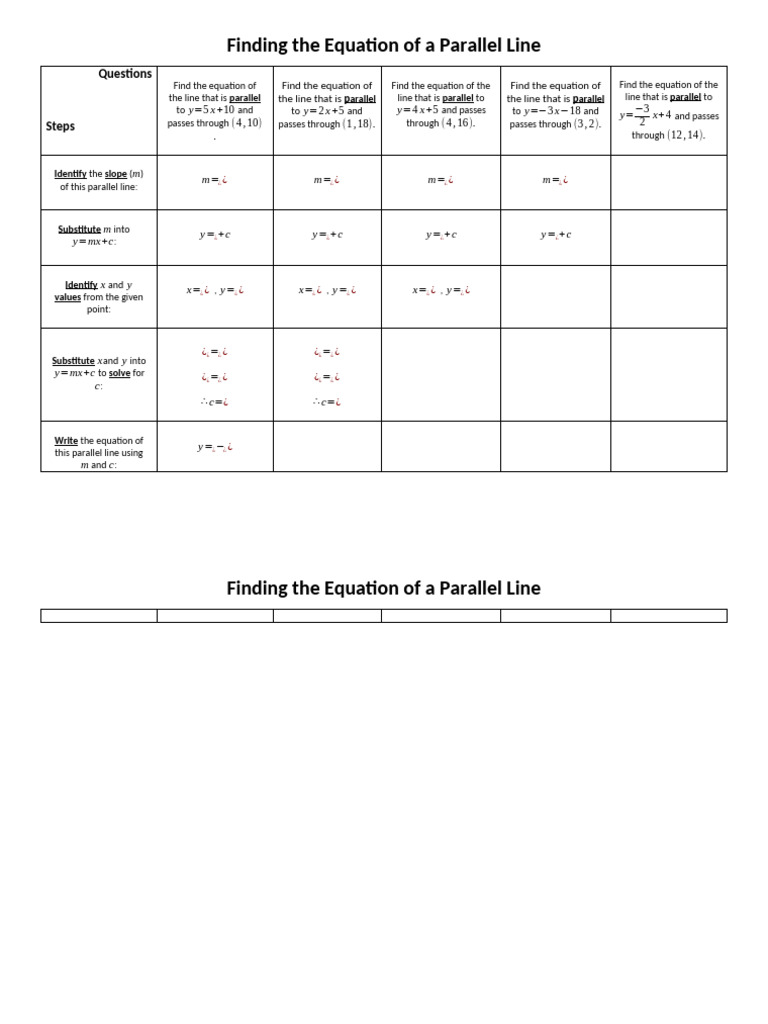 Scaffolded Worksheet - Parallel Linese | PDF