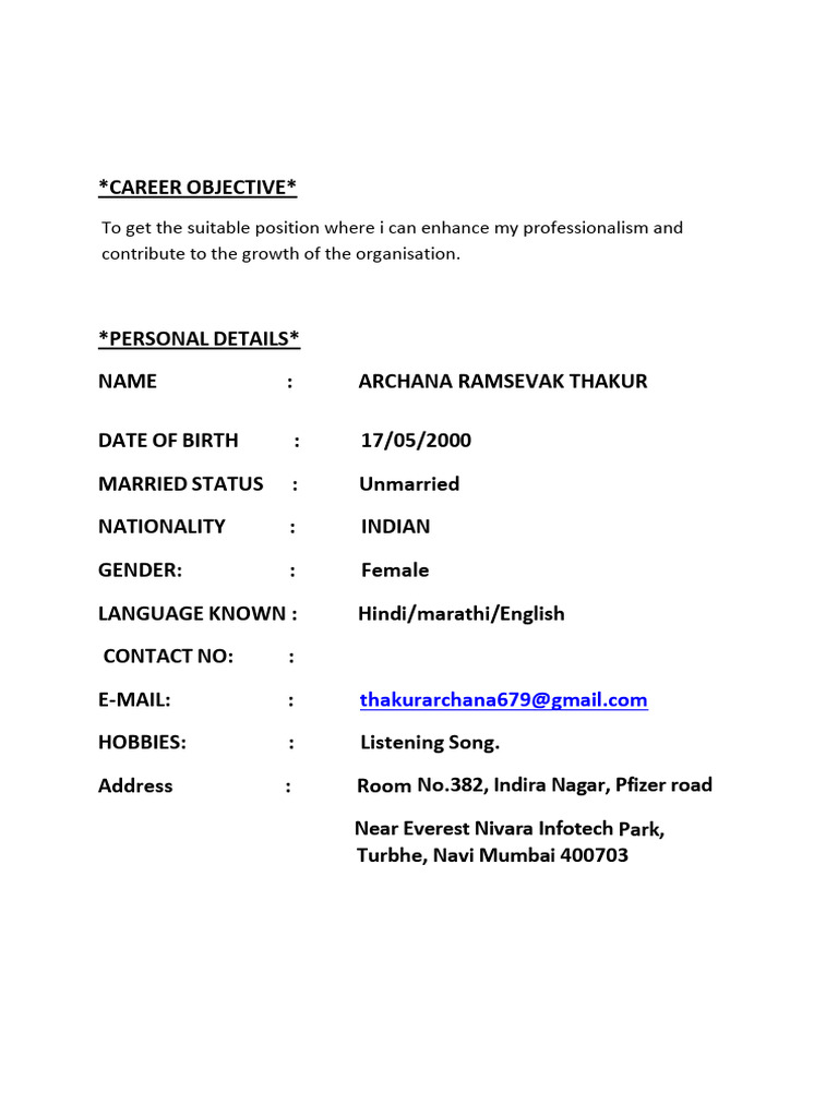 Archana Resume 1 | PDF