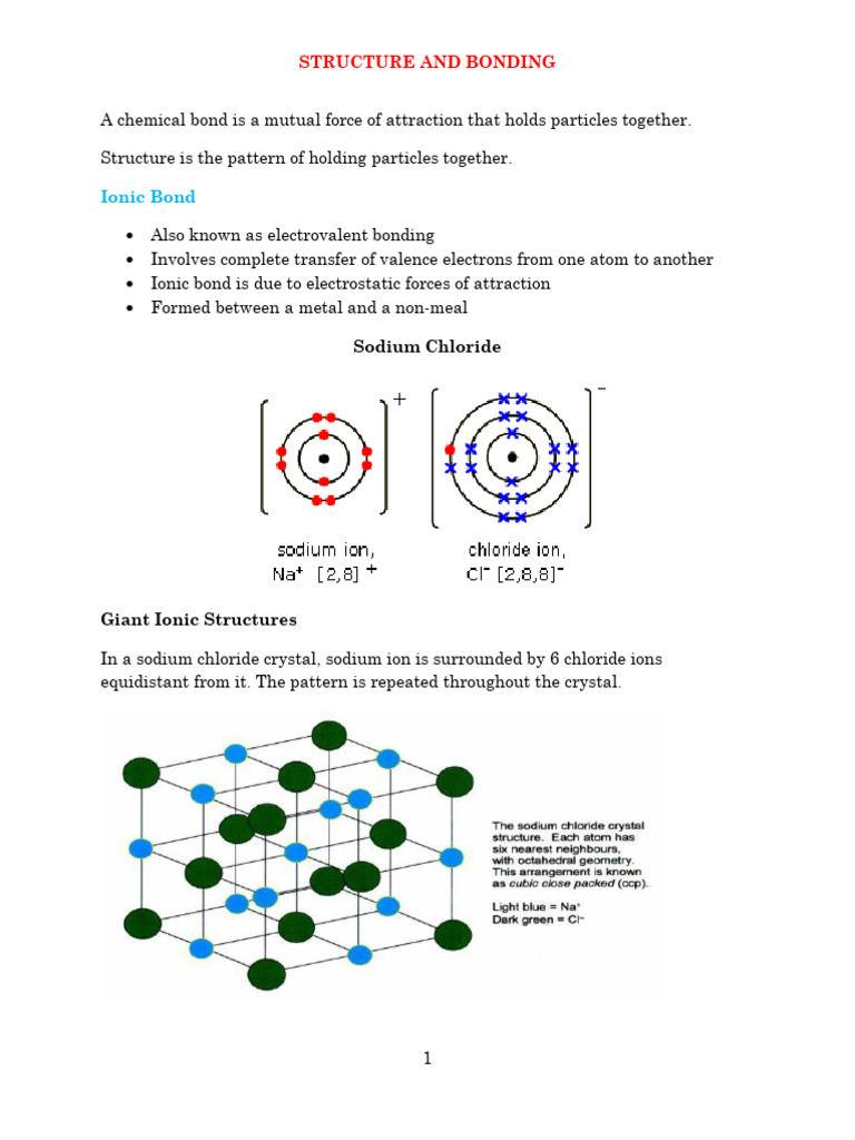 Structure and Bonding | PDF | Chemical Bond | Ionic Bonding