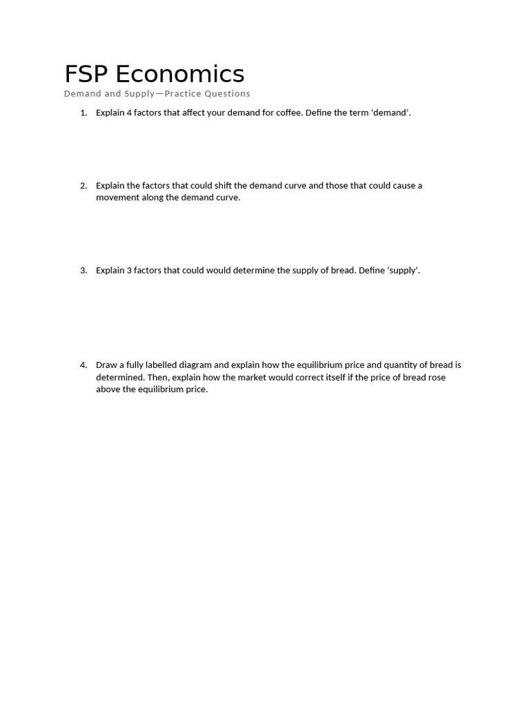 Demand and Supply Practice Questions | PDF