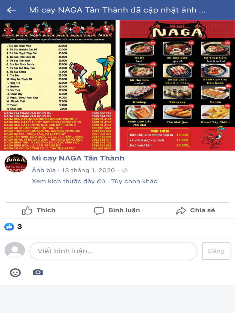 Mì Cay NAGA Tân Thành Đã Cập Nhật Ảnh Bìa... - Mì… | PDF