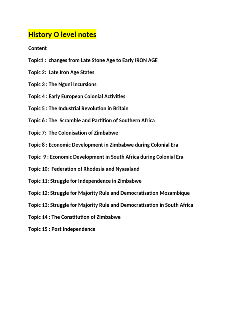 History O Level Study Notes | PDF